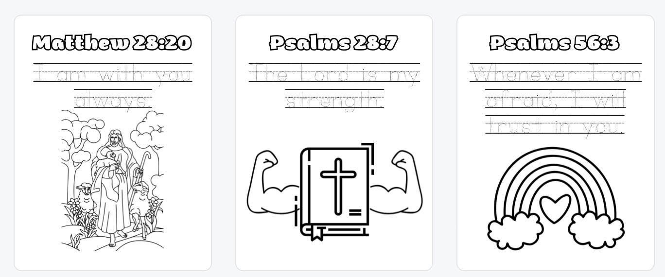 Bible Verse Tracing and Coloring Pages for Children - Etsy