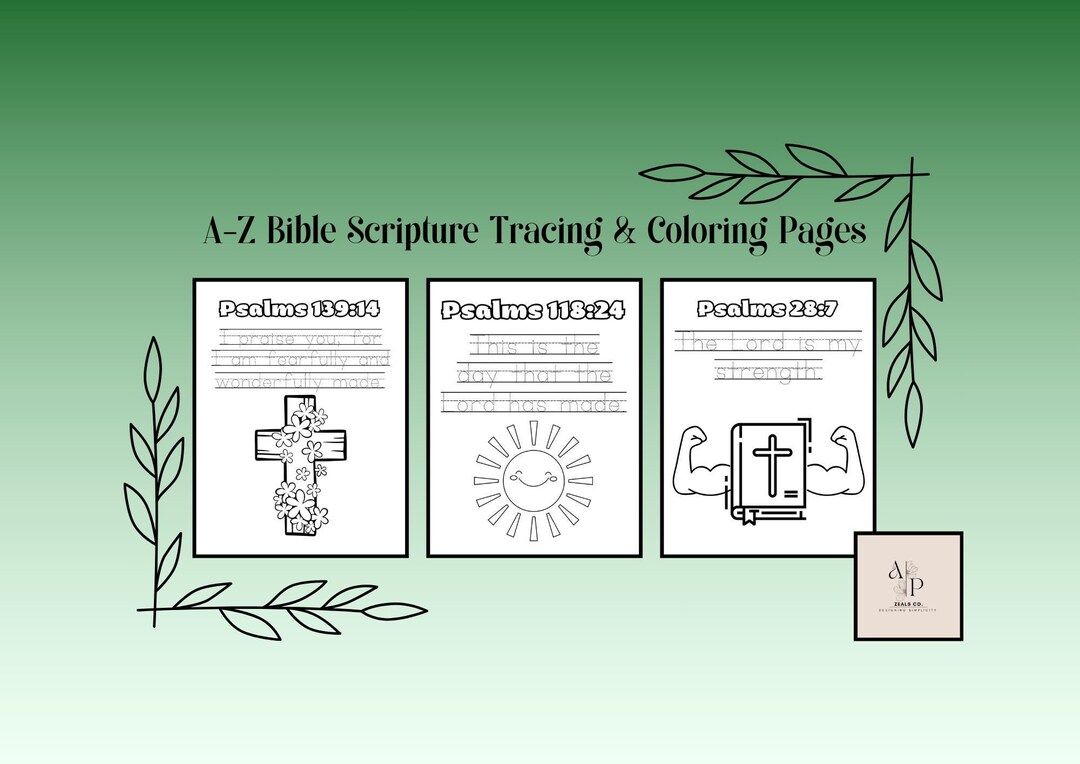 15 Bible Verse Tracing and Coloring Pages for Children - Etsy