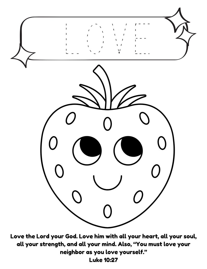 Fruit of the Spirit Coloring Tracing Pages, Printable Kids Bible Verse ...