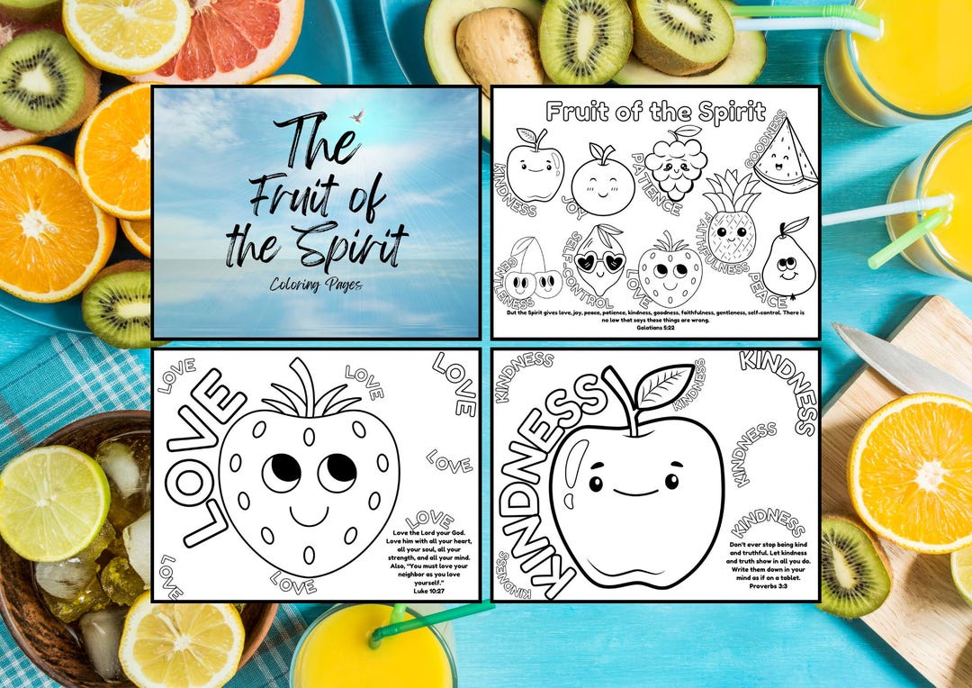 Fruit of the Spirit Coloring Pages, Printable Kids Bible Verse ...