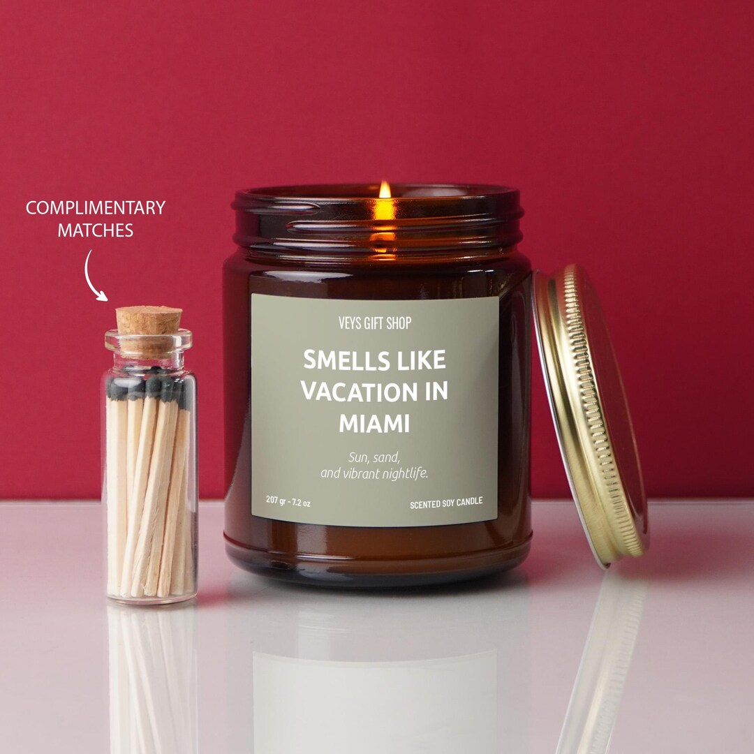 Smells Like Vacation in Miami Candle - Sun and Sand Scent - Ideal for ...