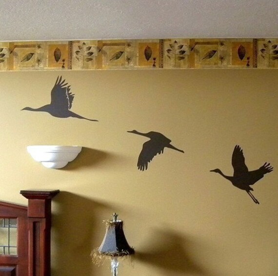 Items similar to Flying Crane Vinyl Wall Decal Set on Etsy