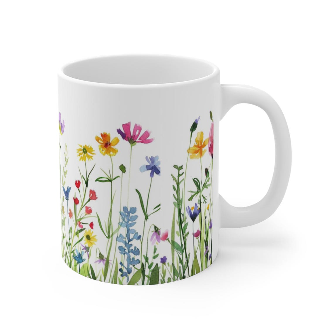Wildflowers Coffee Mug, Pressed Flowers Mug, Water Paint, Floral Nature ...