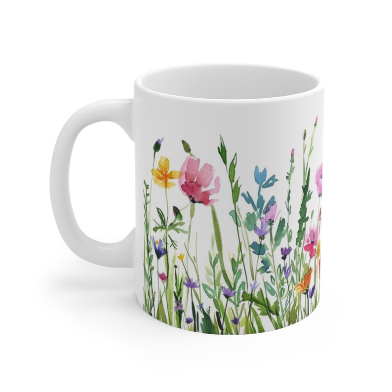 Wildflower Coffee Mug Pressed Flower Mug Water Paint Floral Nature Mug ...