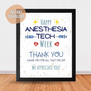 Happy Anesthesia Tech Week Printable Poster: Appreciation Gift (digital ...