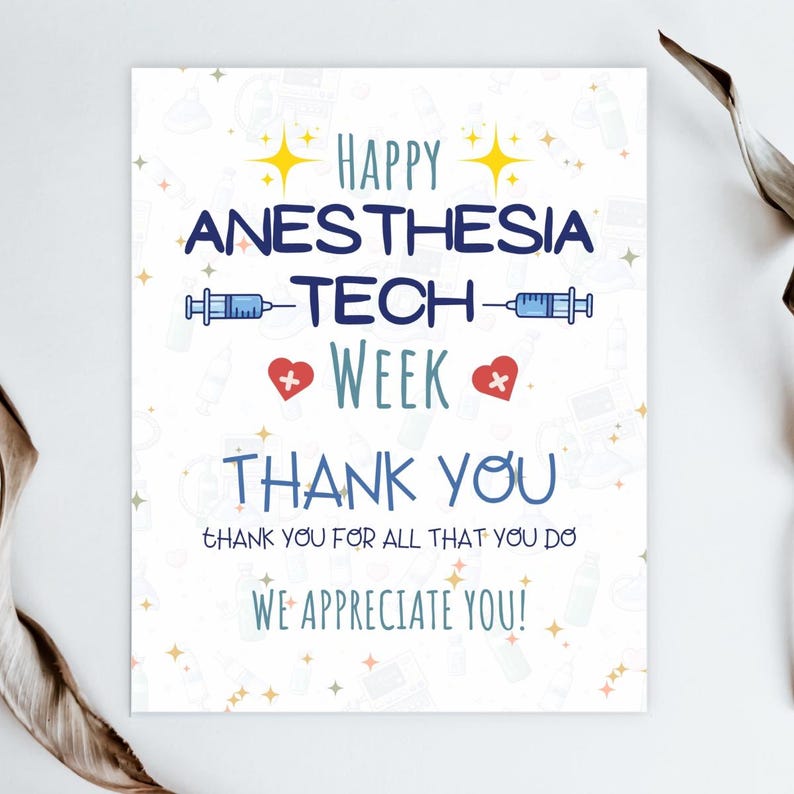 Happy Anesthesia Tech Week Printable Poster: Appreciation Gift (digital ...