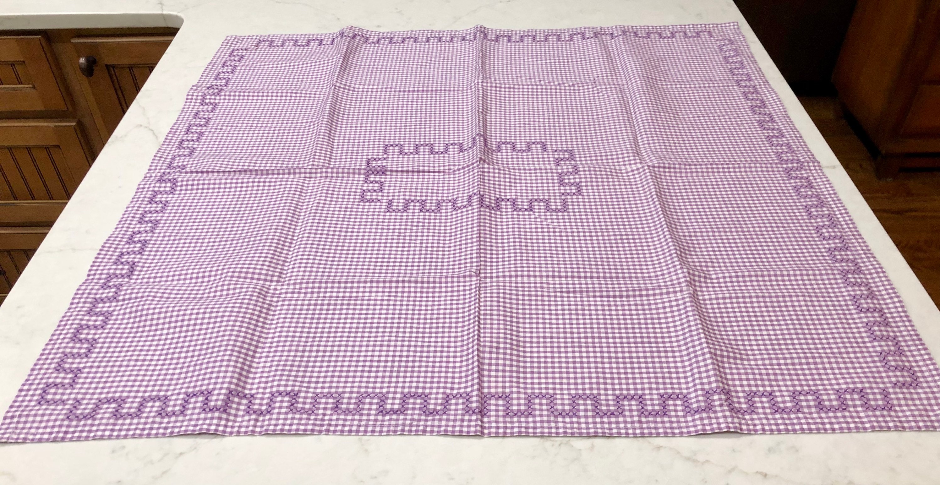 Gingham Chicken Scratch Cross Stitch Table Square - Card Table Square ...