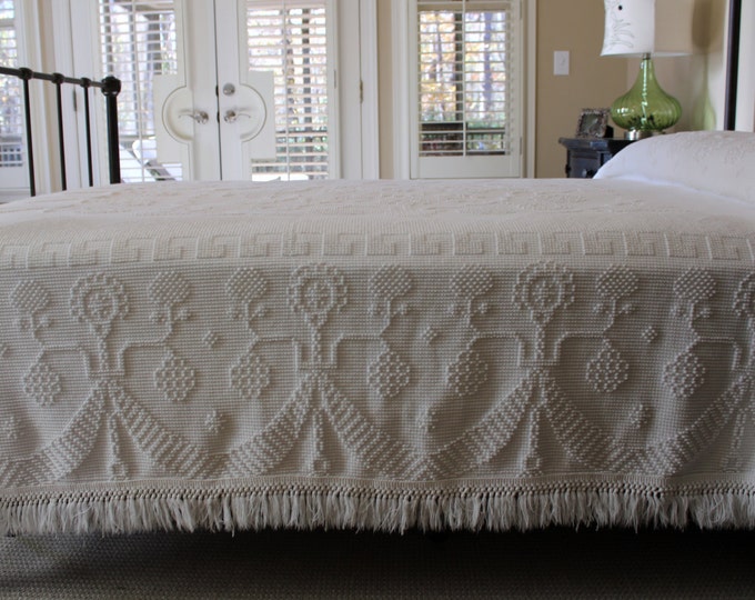 Vintage Chenille Bedspread Bates George Washington's Choice Hobnail ...