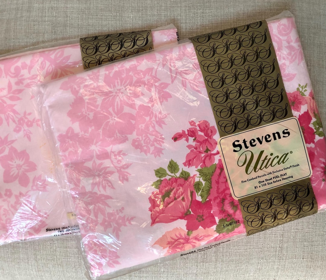 Vintage Bed Sheet Set - Stevens Utica Elegante - Full Flat Sheet + Pair ...