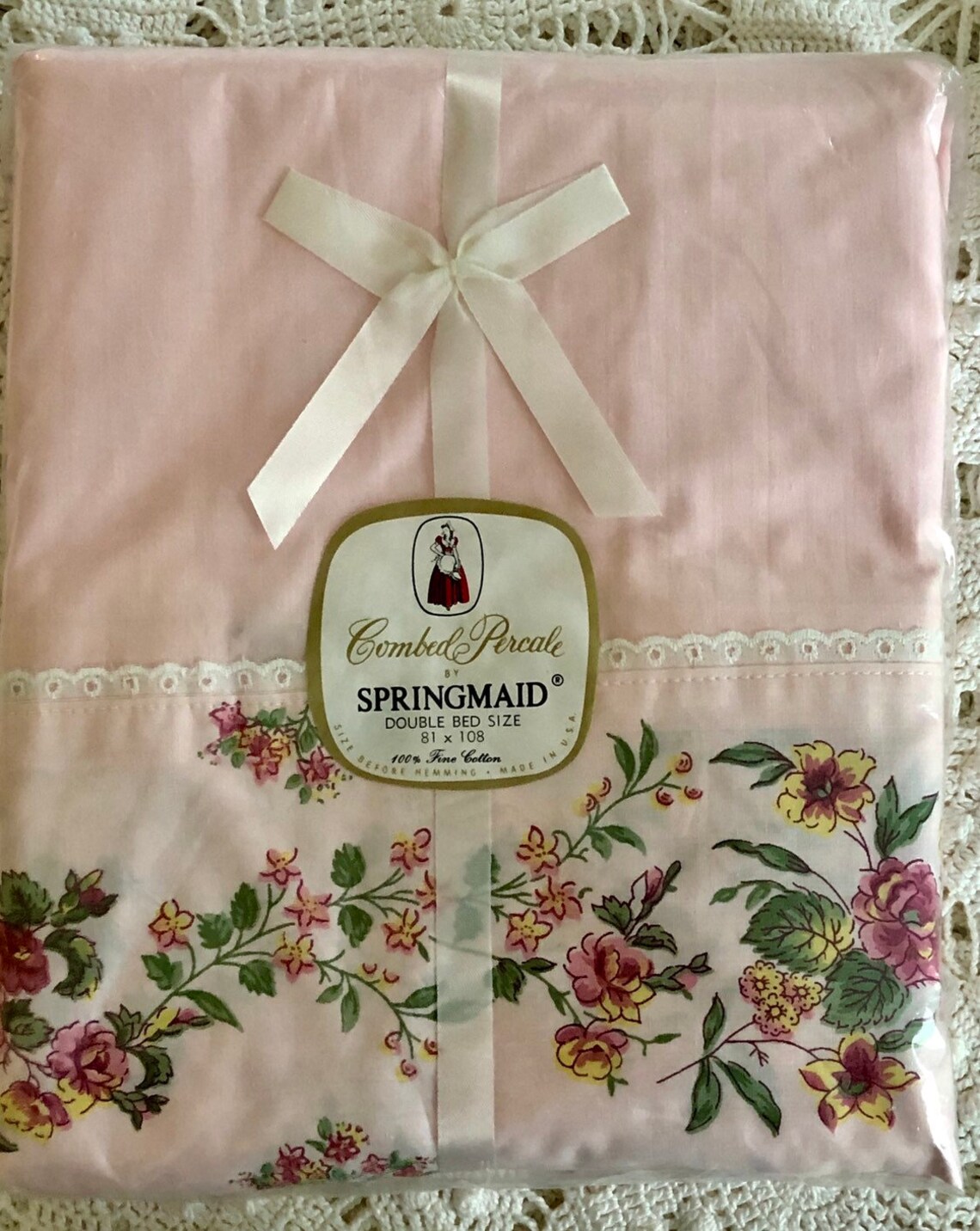 Vintage Bed Sheet Springmaid Percale Full Flat Sheet & - Etsy
