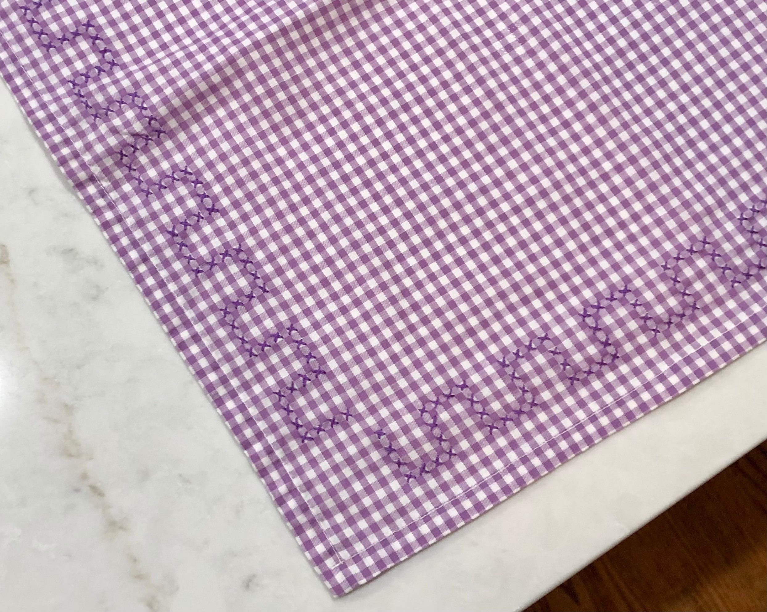 Gingham Chicken Scratch Cross Stitch Table Square - Card Table Square ...