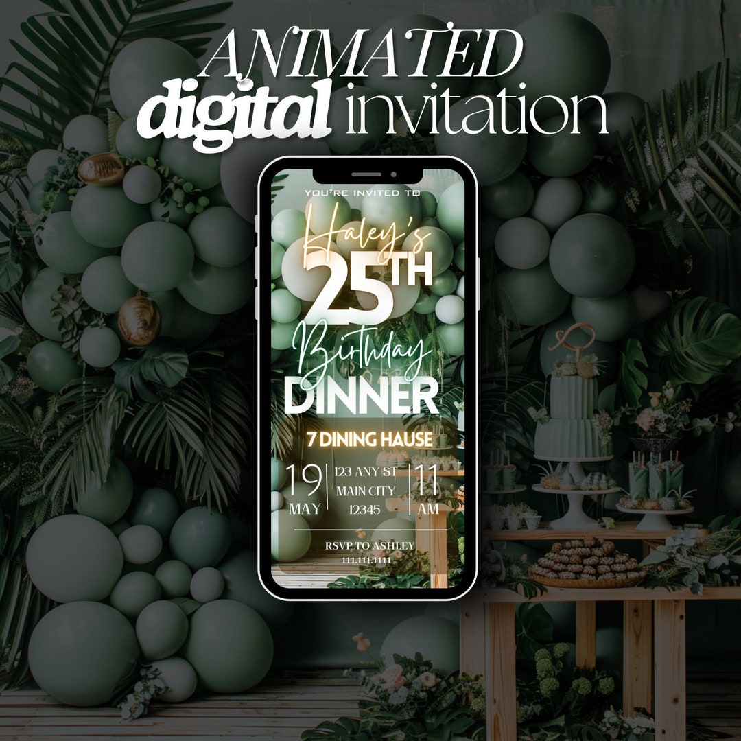 Digital Birthday Dinner Party Invitation, Birthday Dinner, Dinner ...