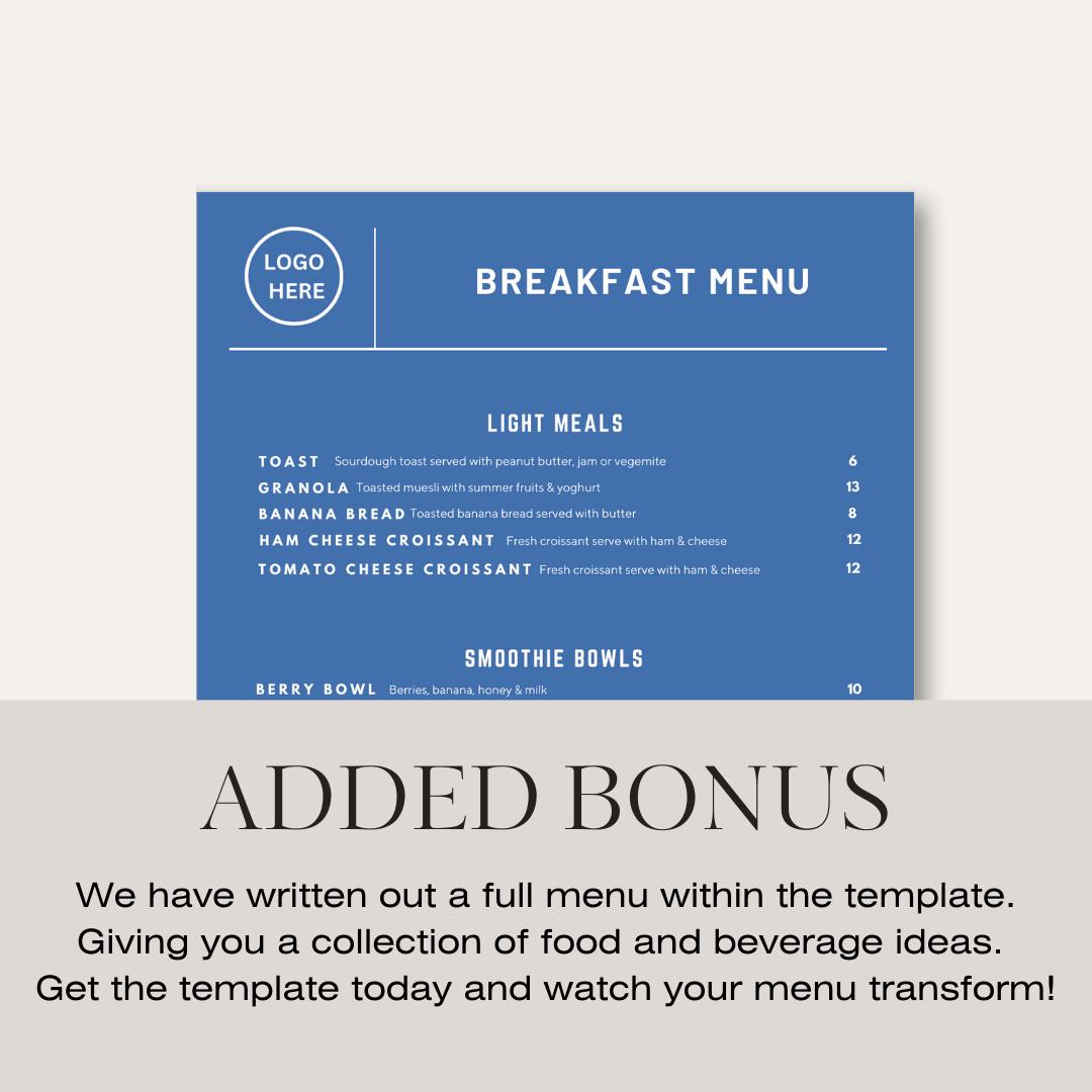 Menu Template, Food, Beverage, Canva Template Restaurant Branding - Etsy
