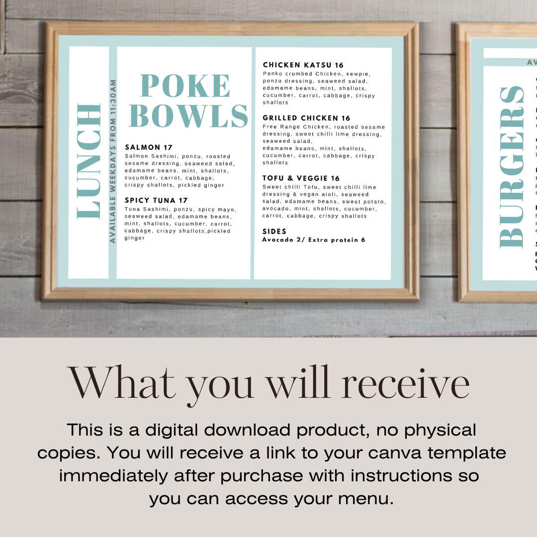 Restaurant Menu Board Template, Food, Beverage, Canva Template ...