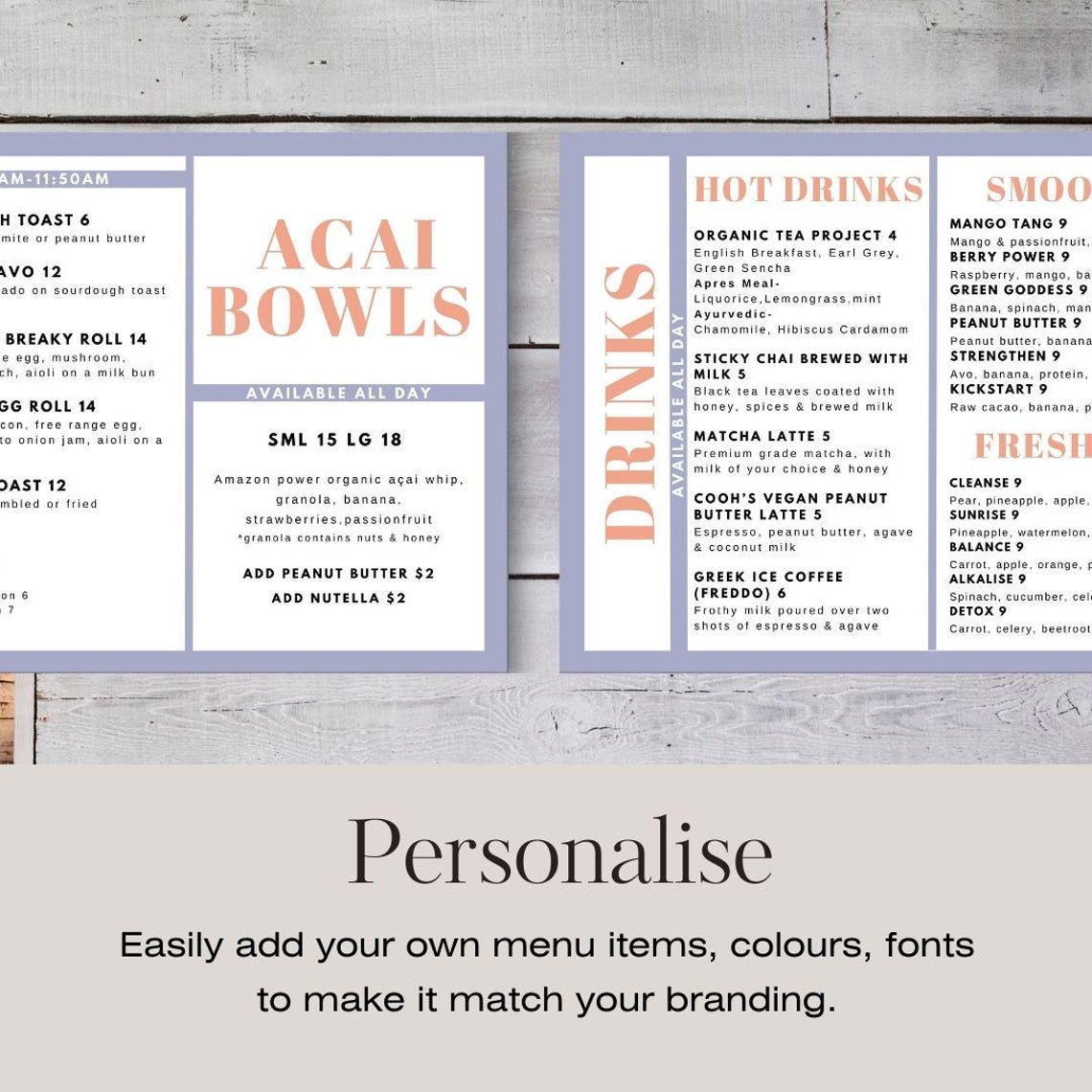 Restaurant Menu Board Template, Food, Beverage, Canva Template ...