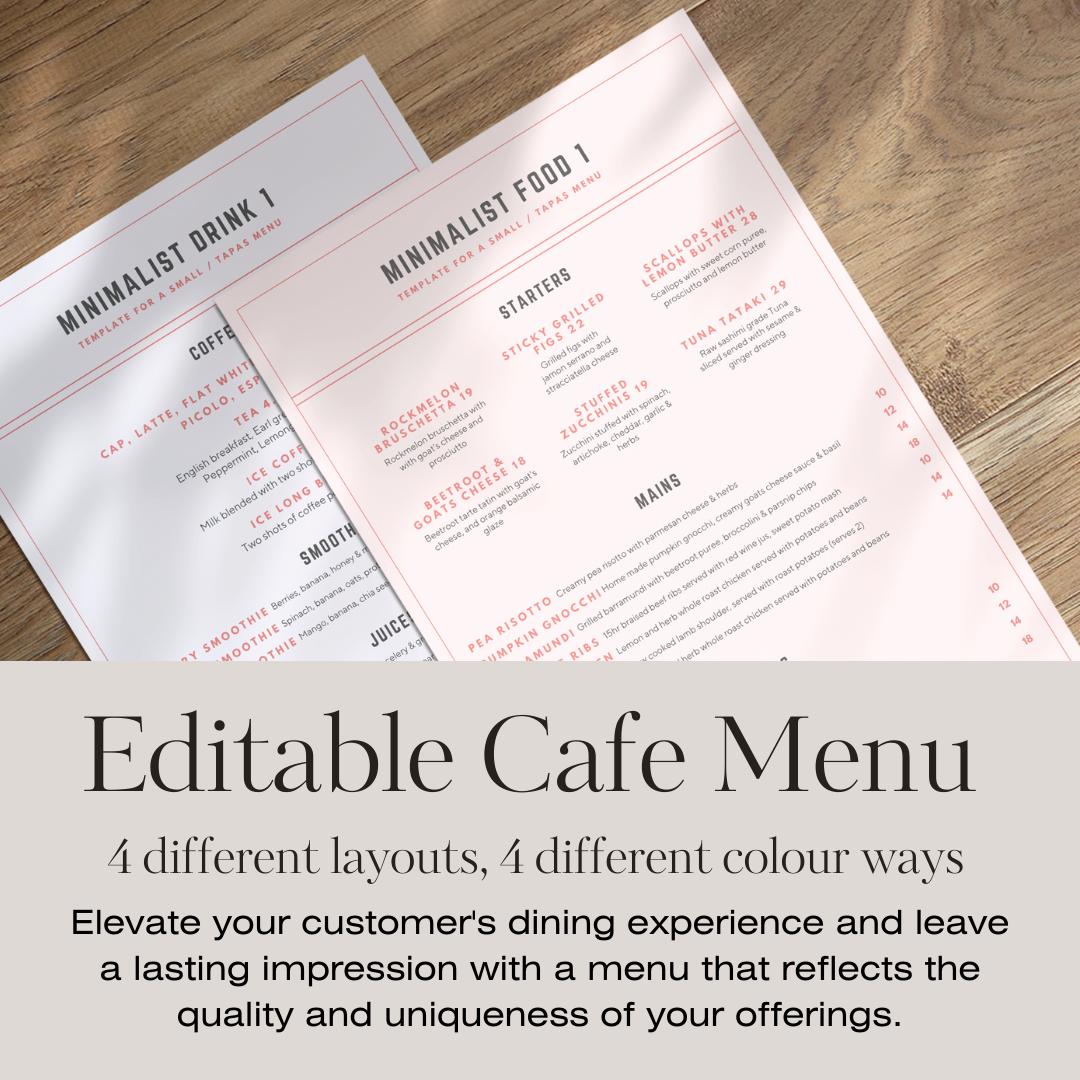 Menu Template, Food, Beverage, Canva Template Restaurant Branding - Etsy