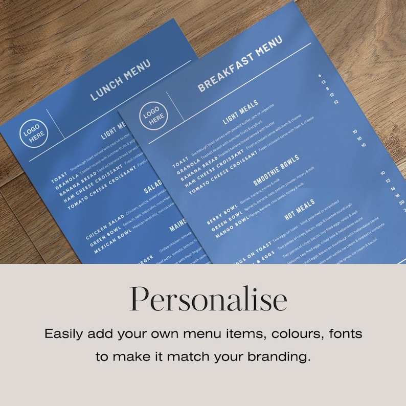 Menu Template, Food, Beverage, Canva Template Restaurant Branding - Etsy