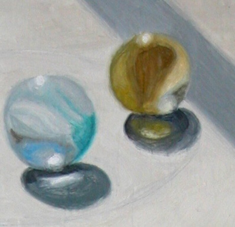 Realistic Painting of Glass Marbles Print of Original Oil Painting ...
