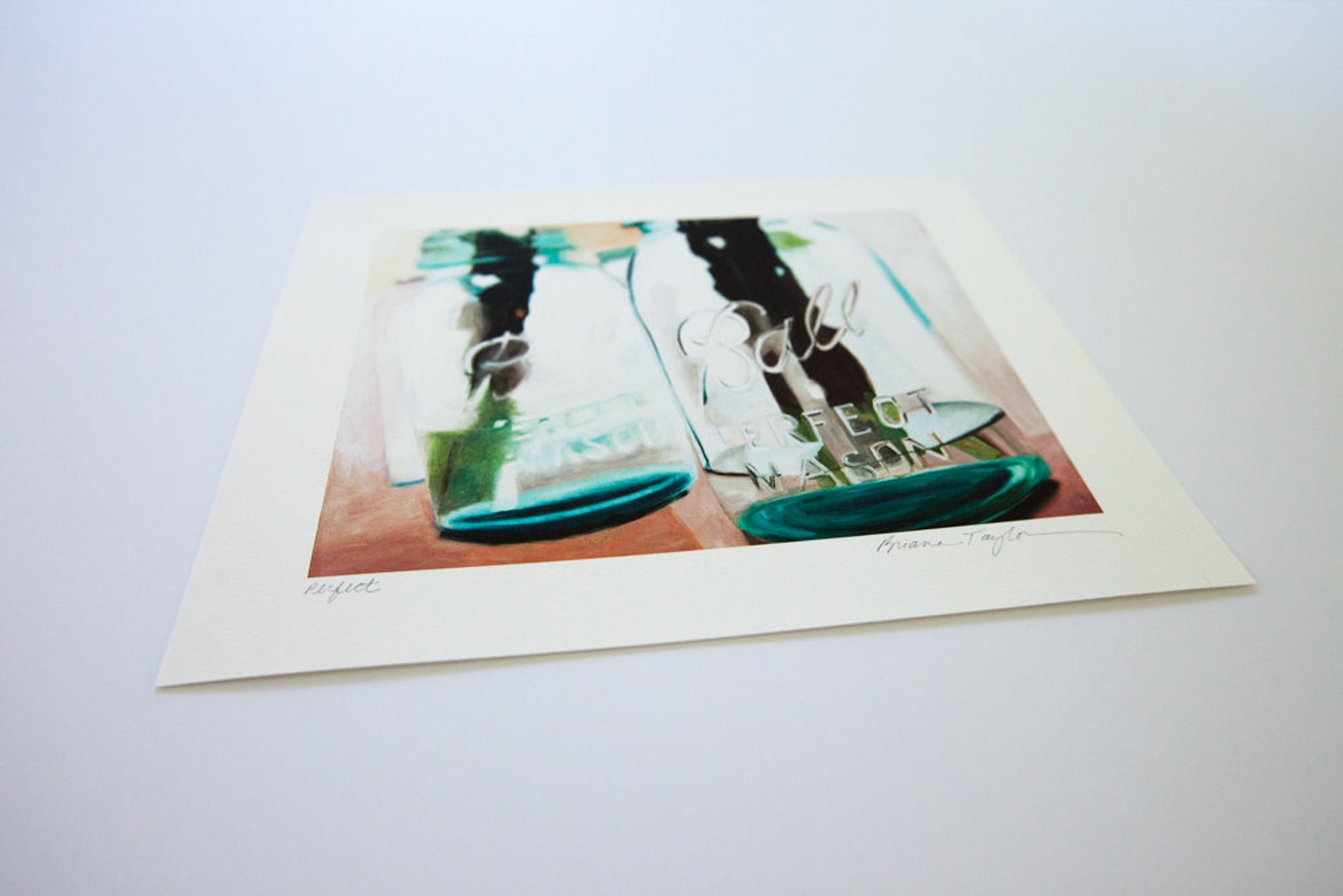 Ball Jar Art Print Mason Jar Kitchen Art Decor Glass Bottle Realistic ...