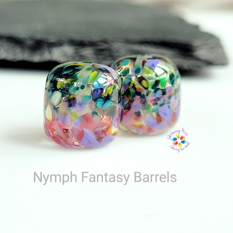 Lampwork Glass Beads: Nymph Fantasy Barrel Pair, Handmade Jewelry ...