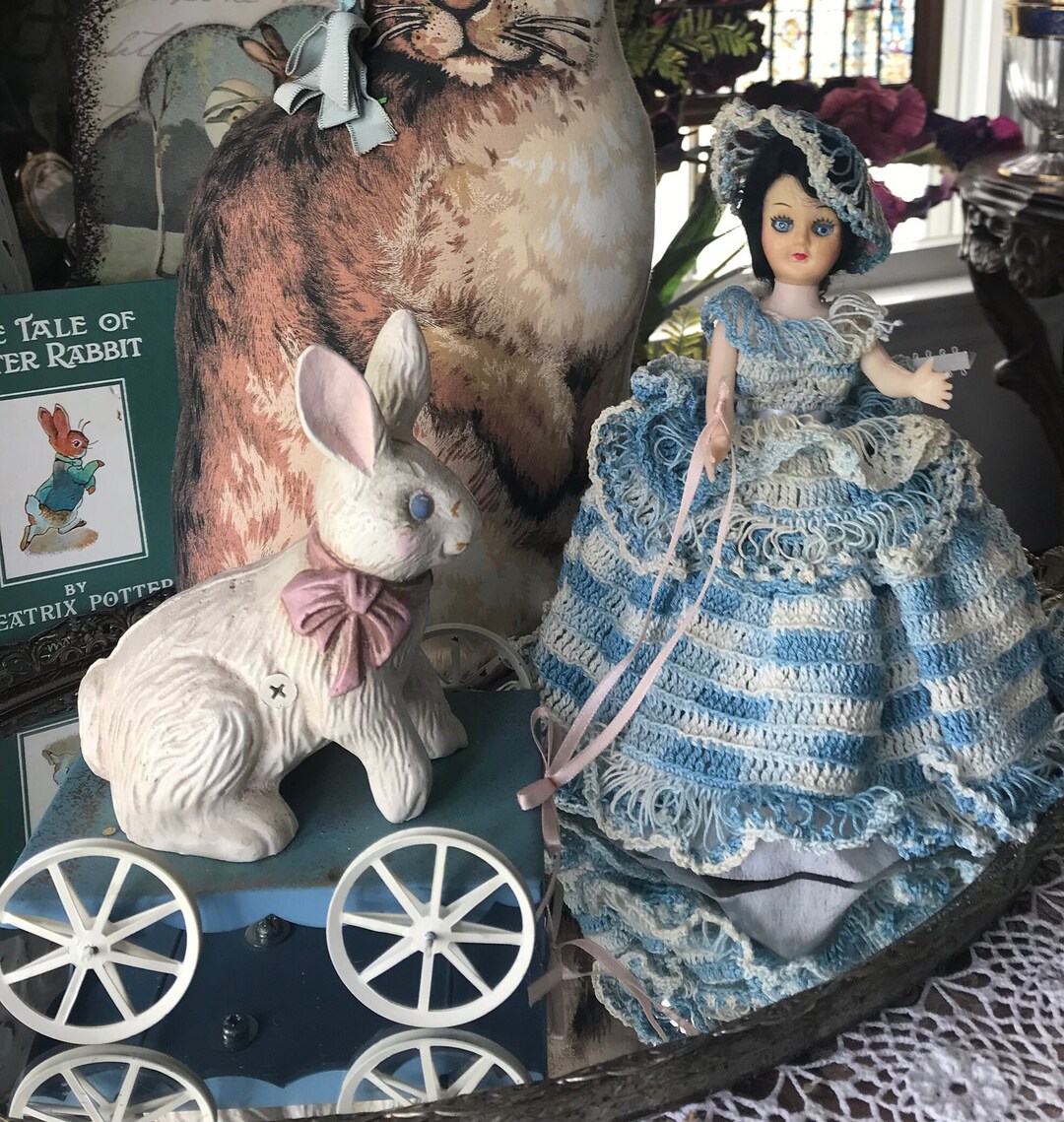 Antique Reproduction Metal White Bunny Pull Wagon - Etsy