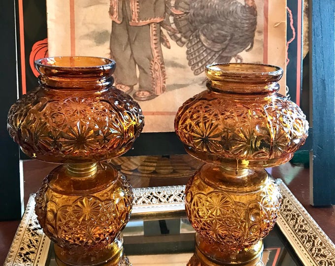 Vintage Amber Colored Daisy and Button Pattern Fairy Lamps - Etsy