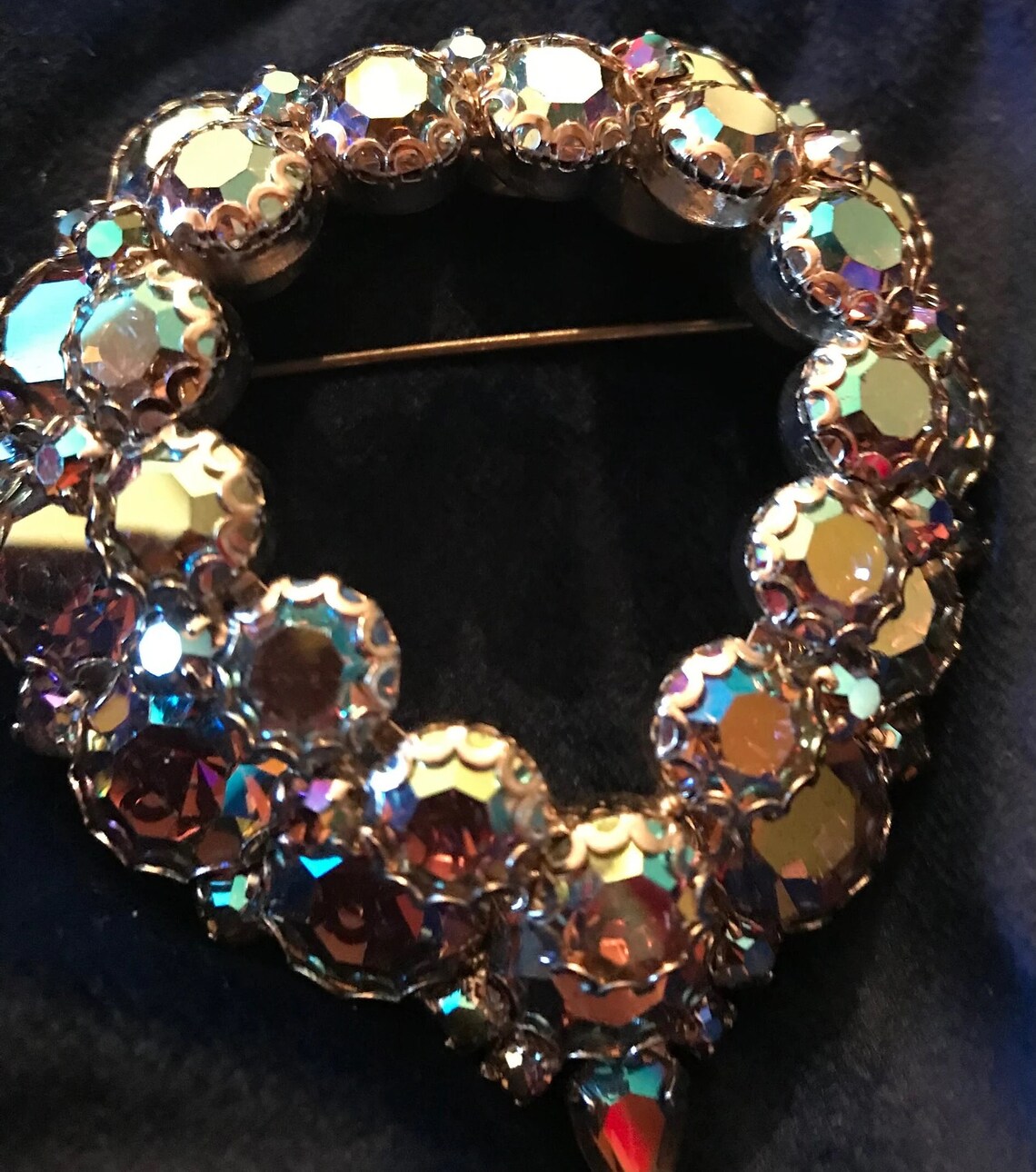 Vintage 1950s Albert Weiss Iridescent Costume Jewelry Pin and Earring ...