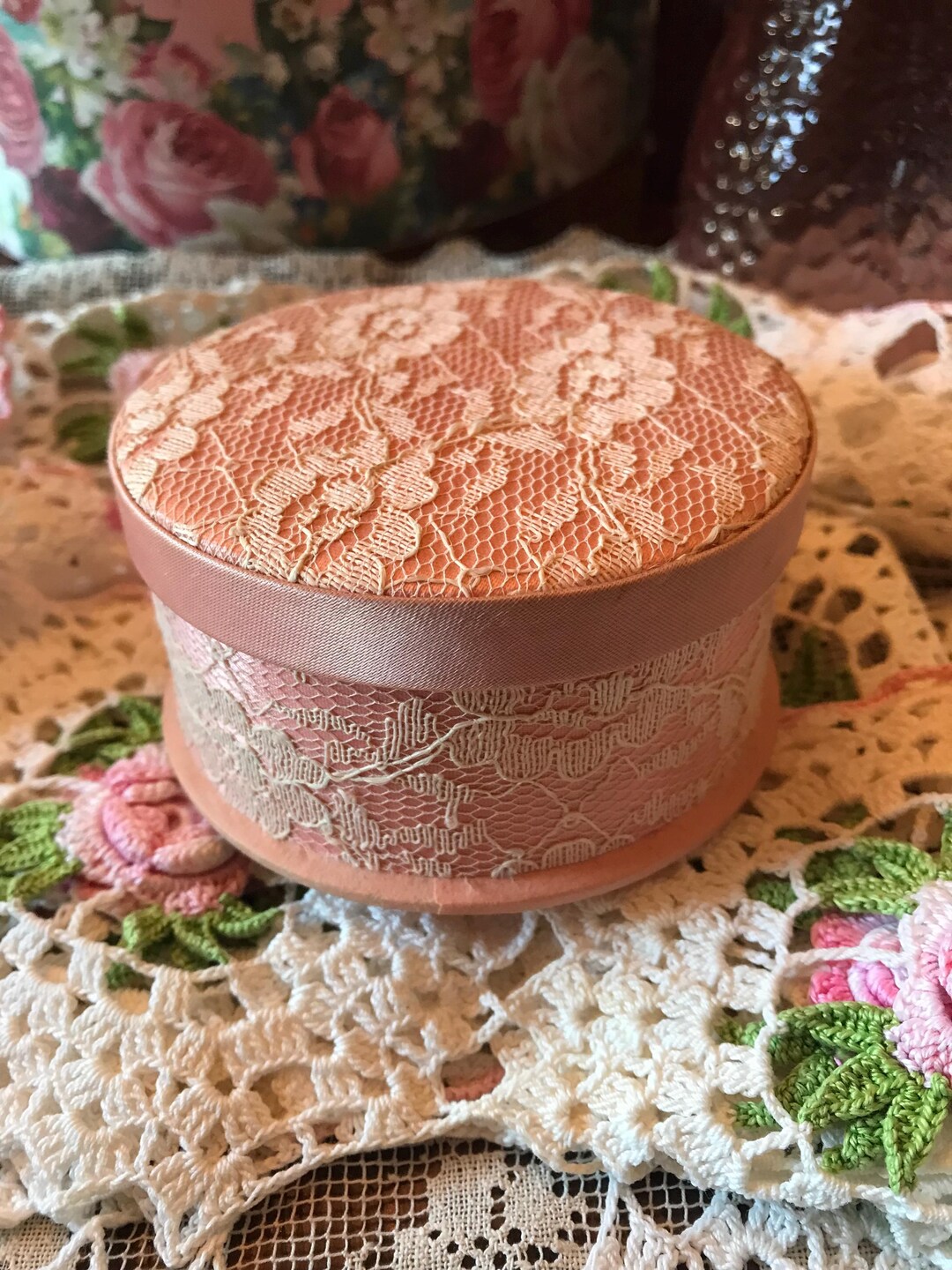 Vintage Evyan Perfumes Pink Lacy Powder Box - Etsy