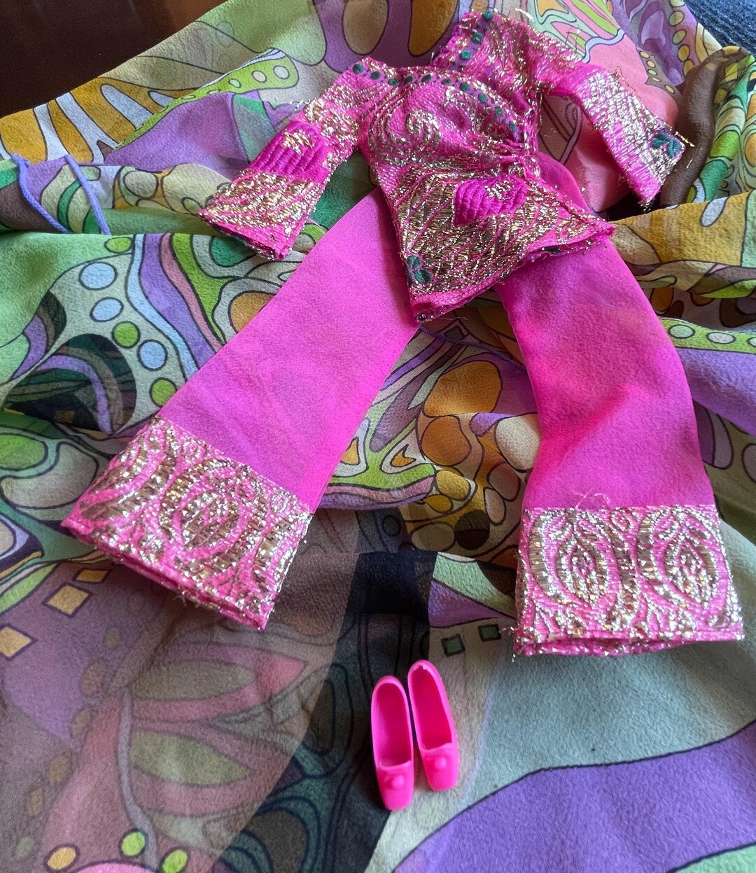 Vintage 1970's Barbie Hot Pink Outfit " Bright N Brocade" 1786 - Etsy