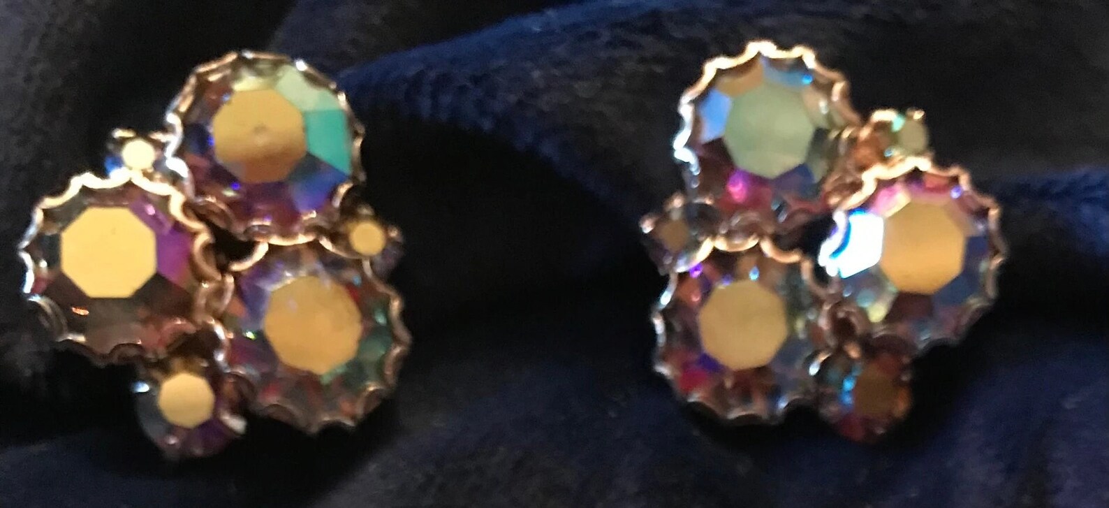 Vintage 1950s Albert Weiss Iridescent Costume Jewelry Pin and Earring ...