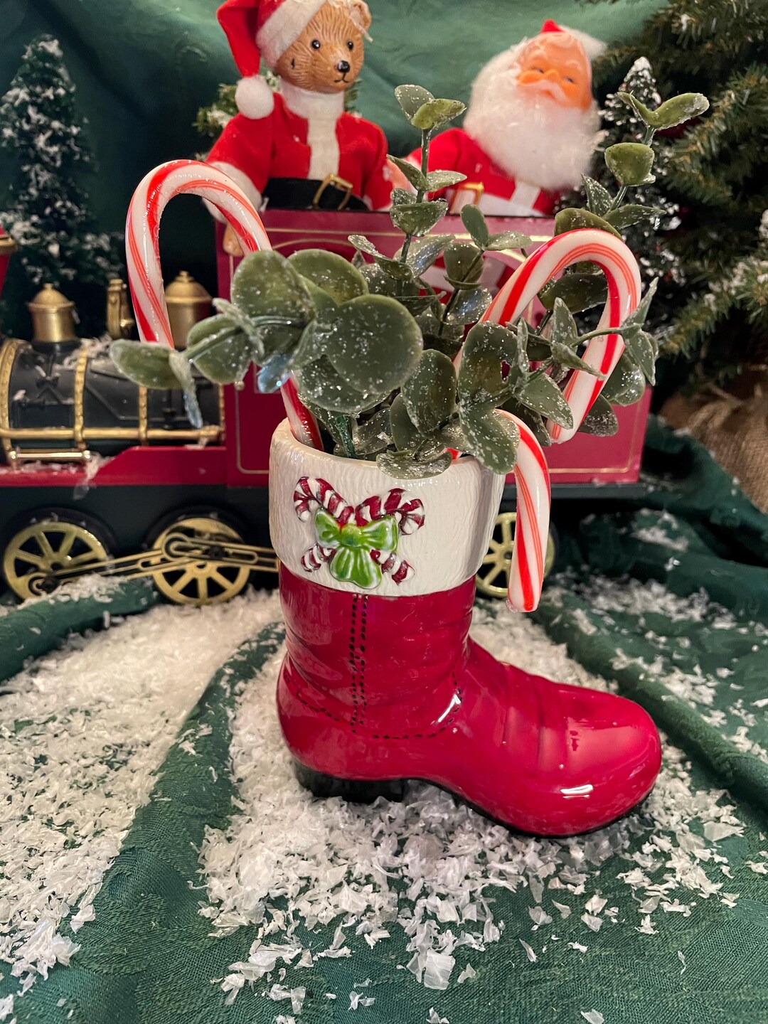 Santa Red Boot Ceramic Vase - Etsy