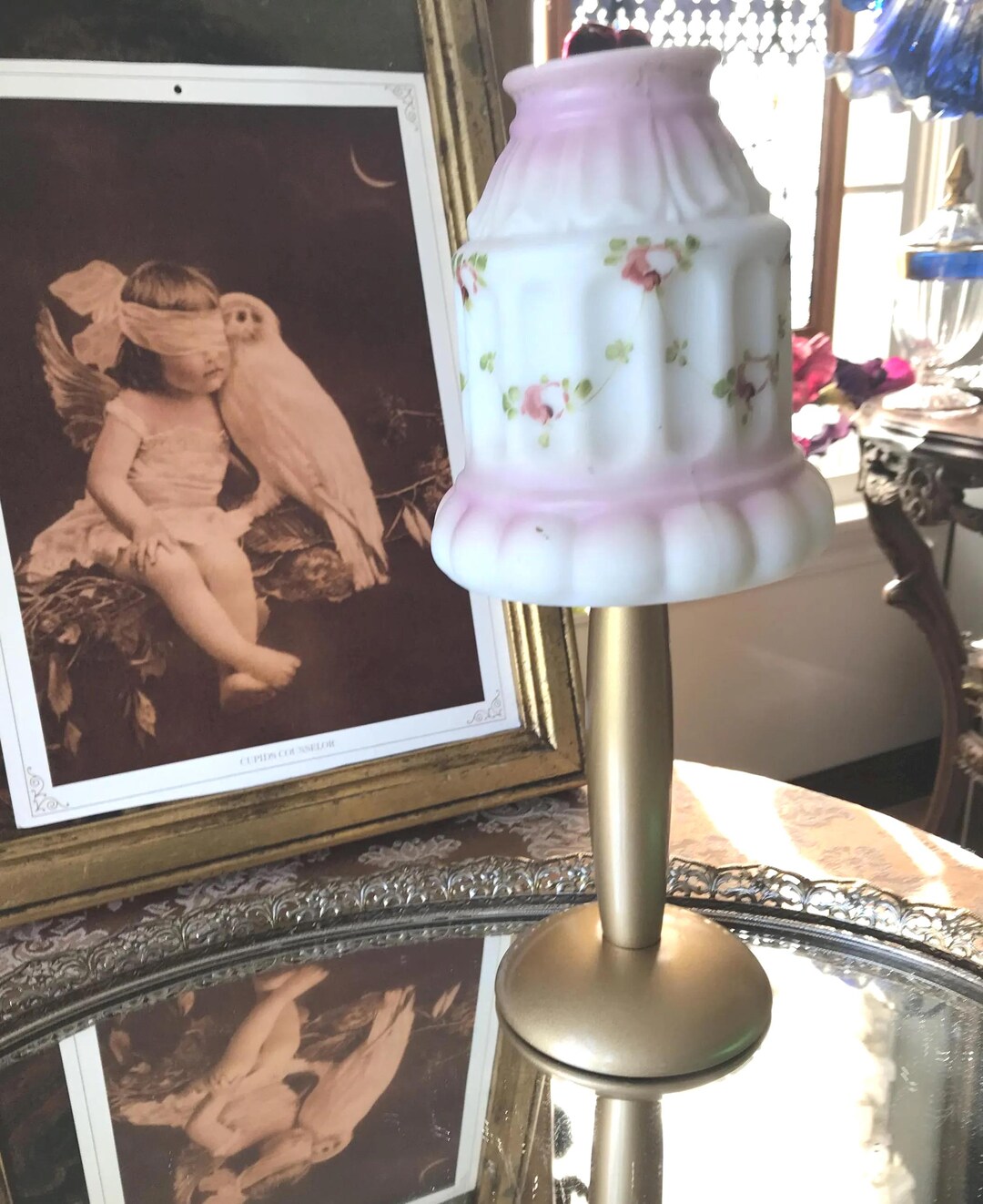 Pink Floral Swag Pendant Lamp Shade With Gold Base - Etsy