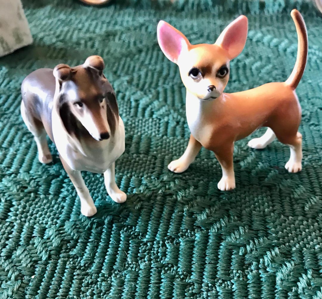 Miniature Porcelain Dog Pair Figurines - Etsy