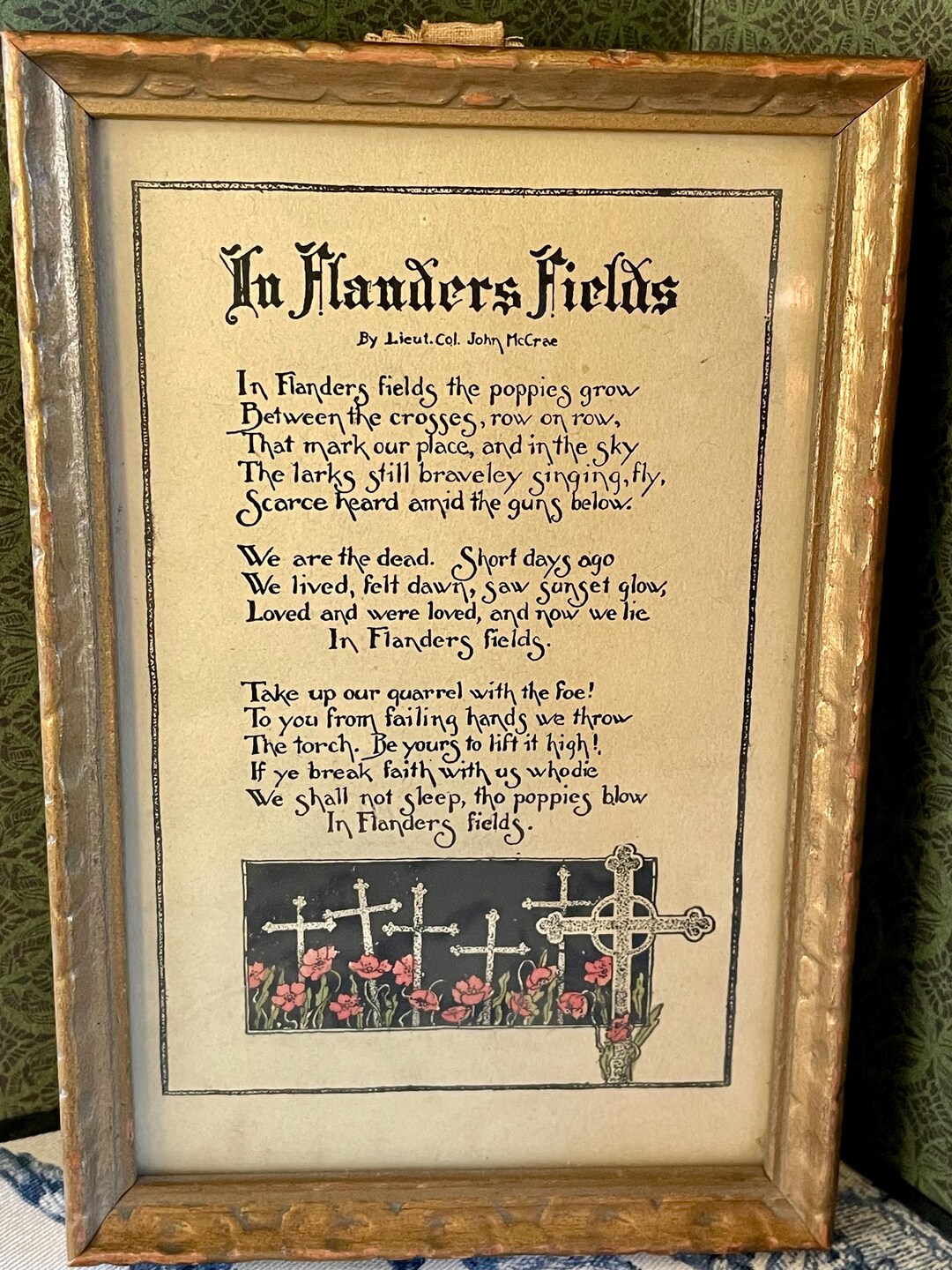 Antique Picture Poem in Flanders Field by Lieutenant Colonel John ...