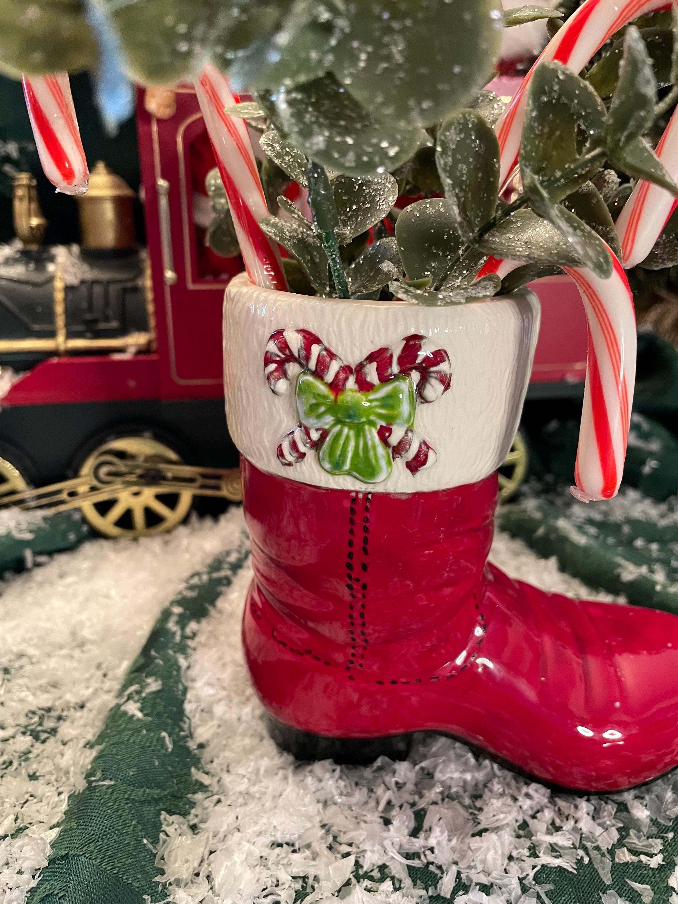 Santa Red Boot Ceramic Vase - Etsy