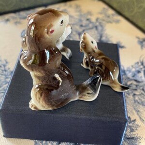 Vintage Ceramic Otter Family Figurines - Etsy
