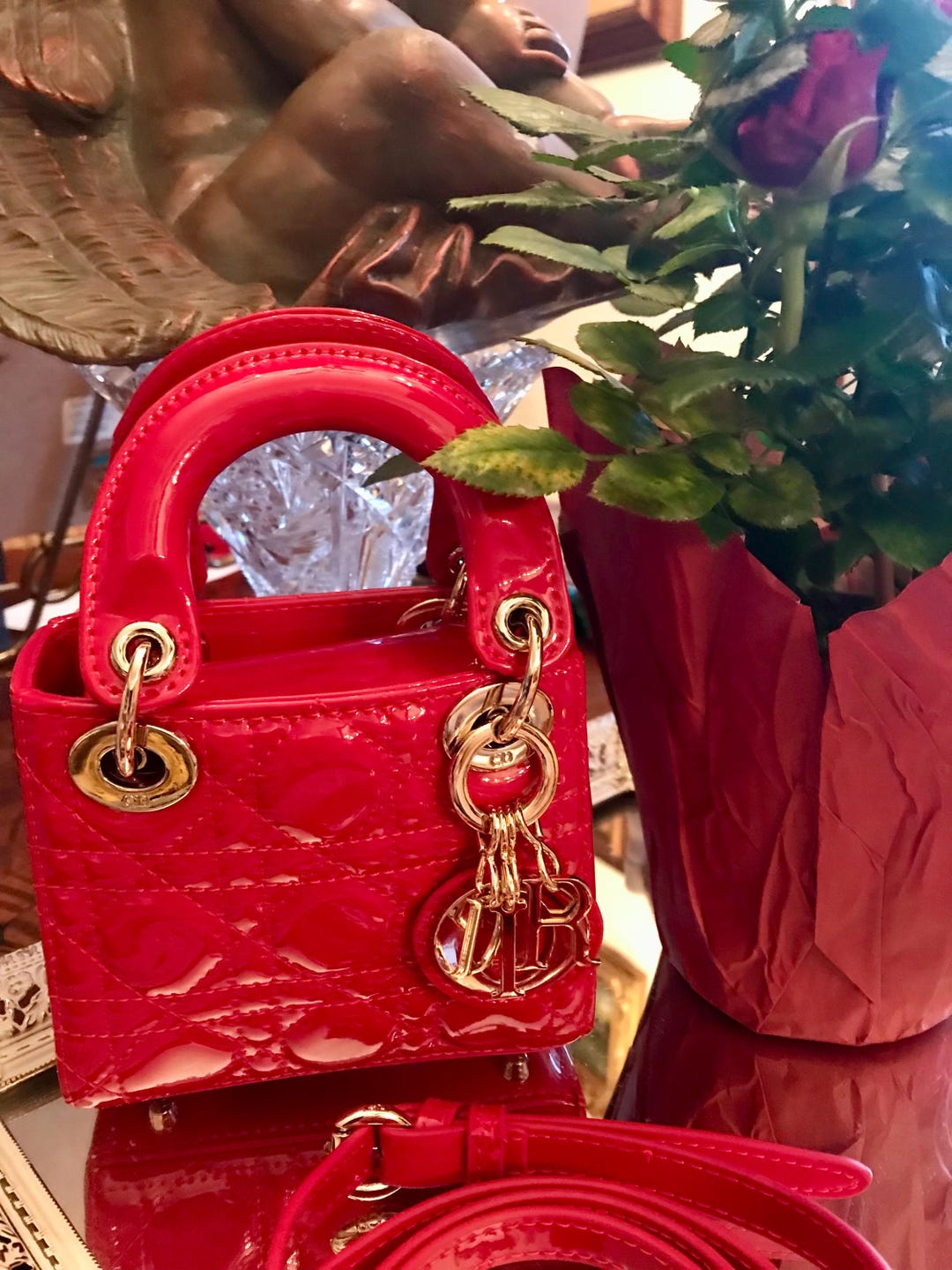 Vintage Christian Dior Red Hand Bag - Etsy