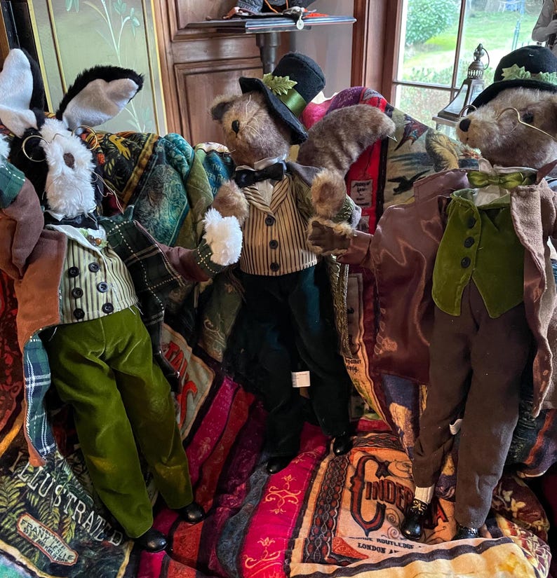 Vintage Fox and Friends Victorian Plush Animal Set Raz Imports - Etsy