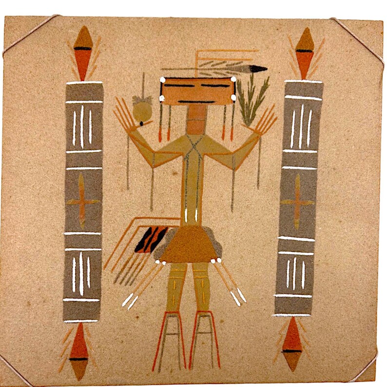 Native American Navajo Sand Painting Art Til Southwest Decor Artwork - Etsy