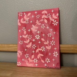 Daisy Flowers and Dotted Leafs Acrylic Paintings - Etsy