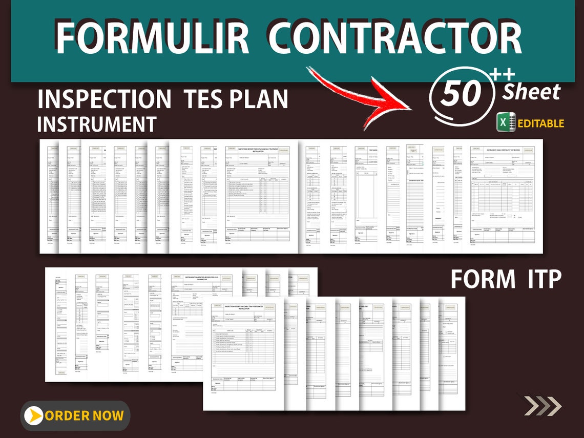 Document Inspection Test Plan ( ITP ) Editable Excel for Contraktor and ...