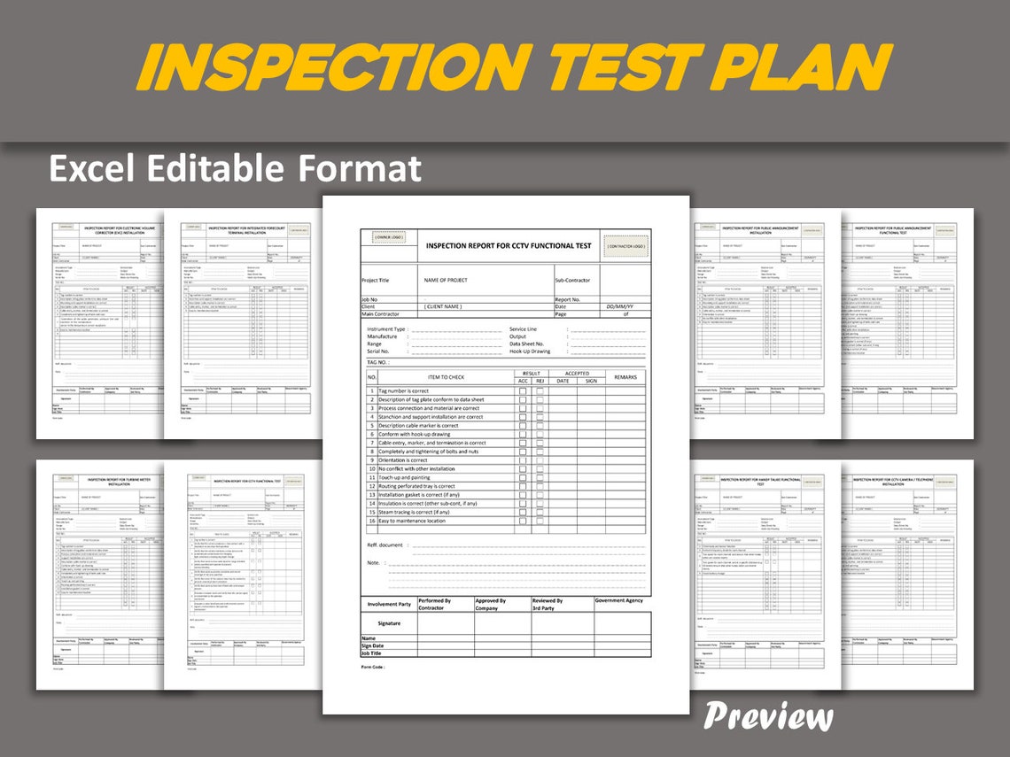 Document Inspection Test Plan ( ITP ) Editable Excel for Contraktor and ...