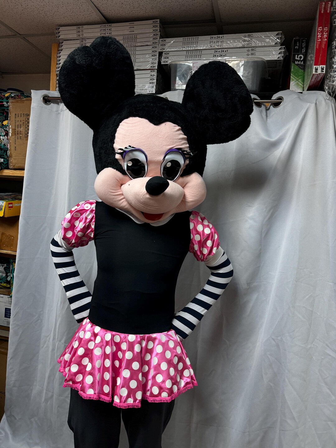 Adult Minnie Mouse Mascot Costume / With Pink and Black Dress / Dress ...