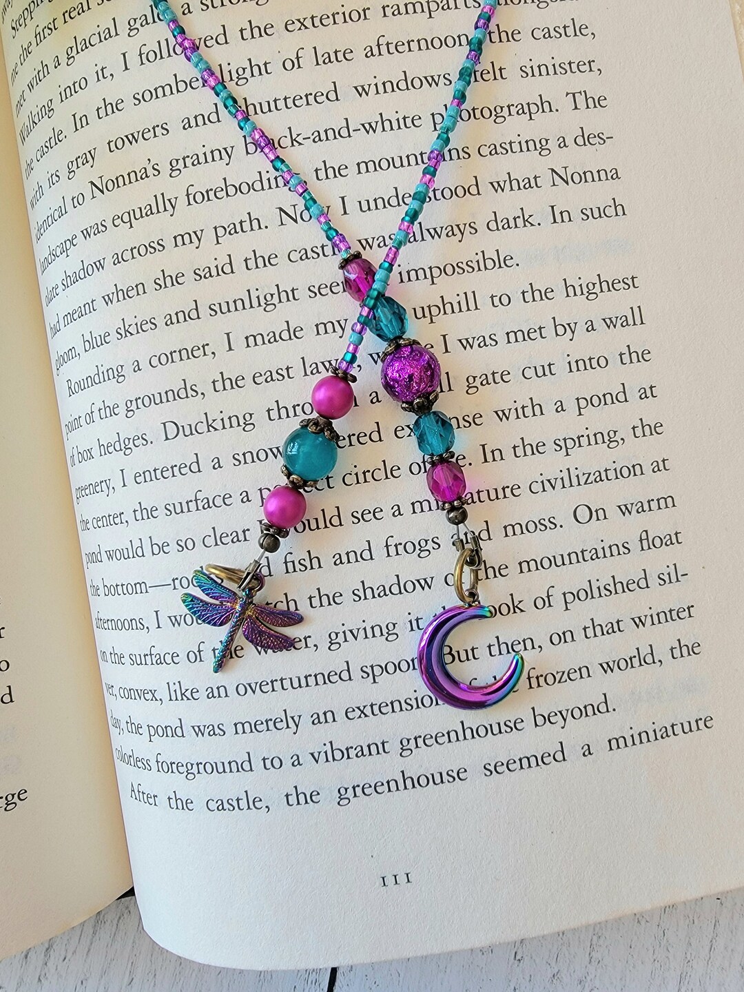Whimsical Beaded Bookmark With Vibrant Beads and Electroplated ...
