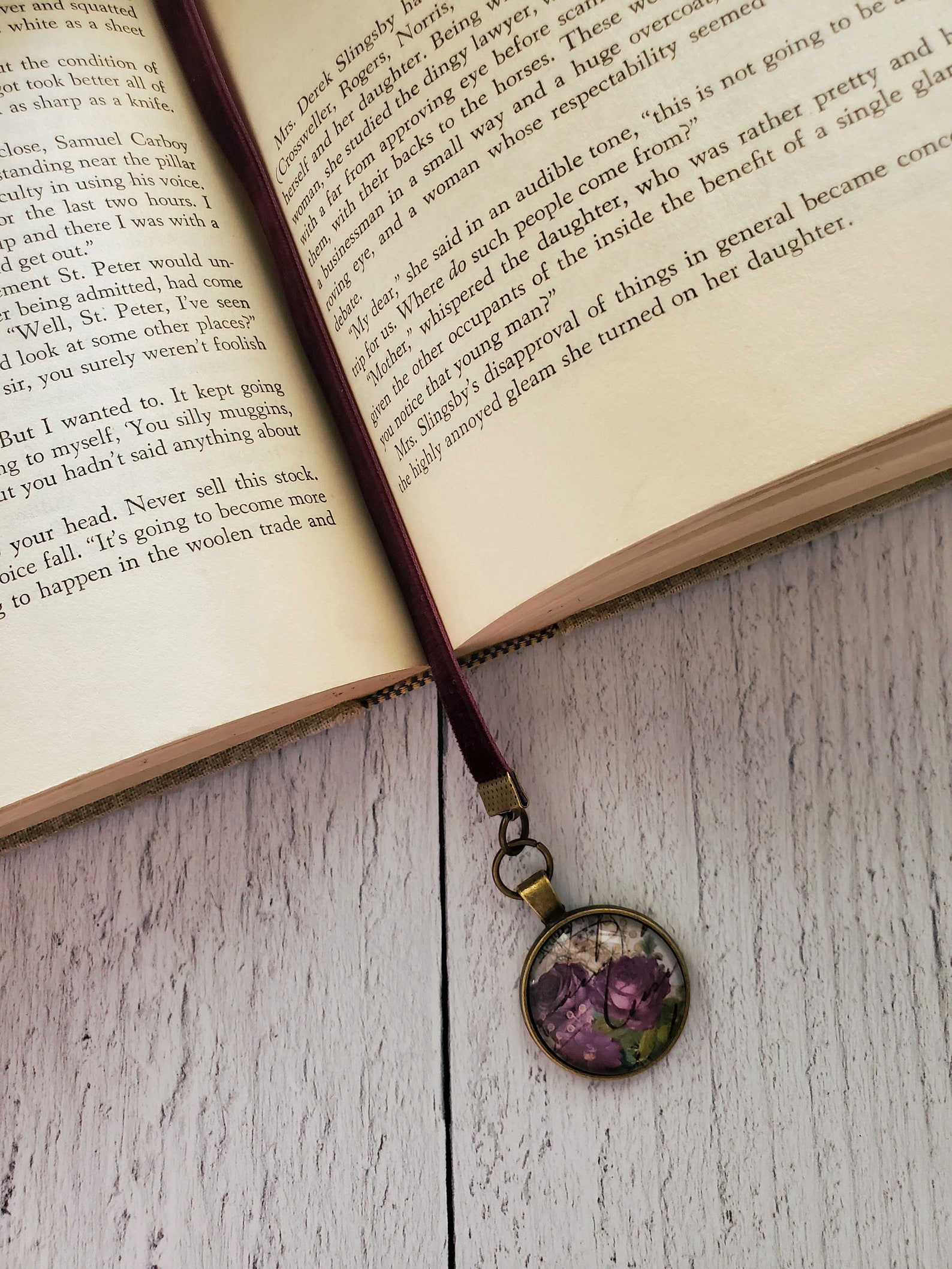Velvet Ribbon Bookmark Violet Roses Bookmarker Purple Reader | Etsy