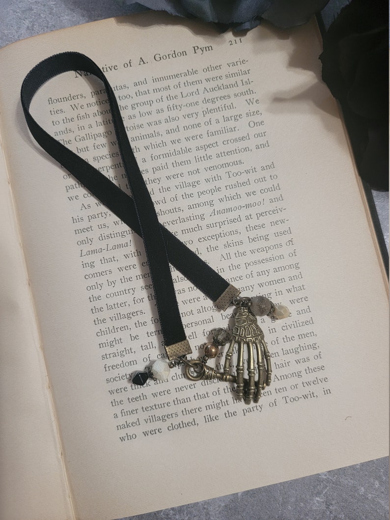 Skeleton Hand and Key Bookmark Gothic Bookmarker Goth Velvet - Etsy