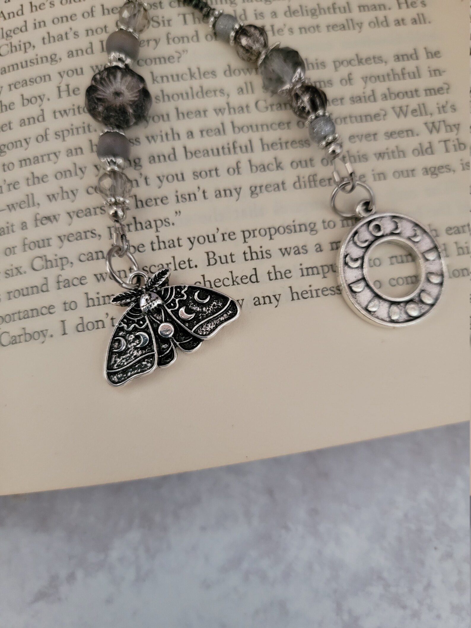 Luna Moth Bookmark, Moon Phase Bookmark, Dark Gothic Bookmark, Book ...
