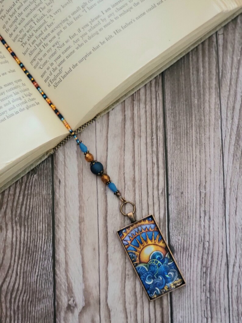 Sun and Surf Beaded Bookmark Unique Page Marker Book Thong - Etsy