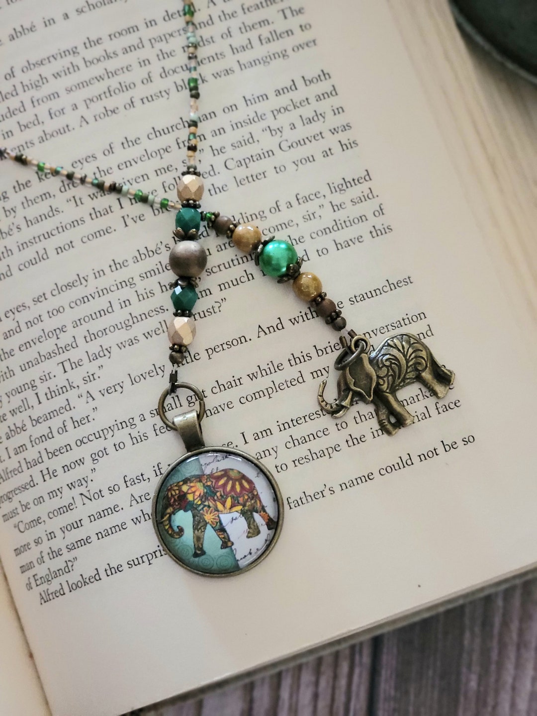 Elephant Bookmark, Beaded Page Holder, Unique Reader Gift Book Marker ...
