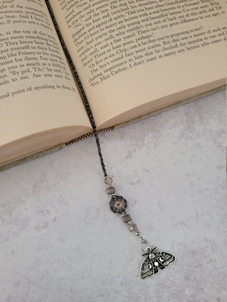 Luna Moth Bookmark, Moon Phase Bookmark, Dark Gothic Bookmark, Book ...